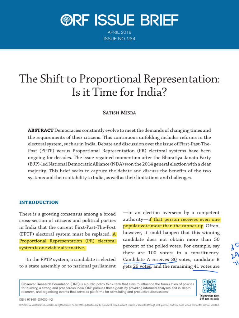 Proportional Representation | PDF | Voting | Electoral District