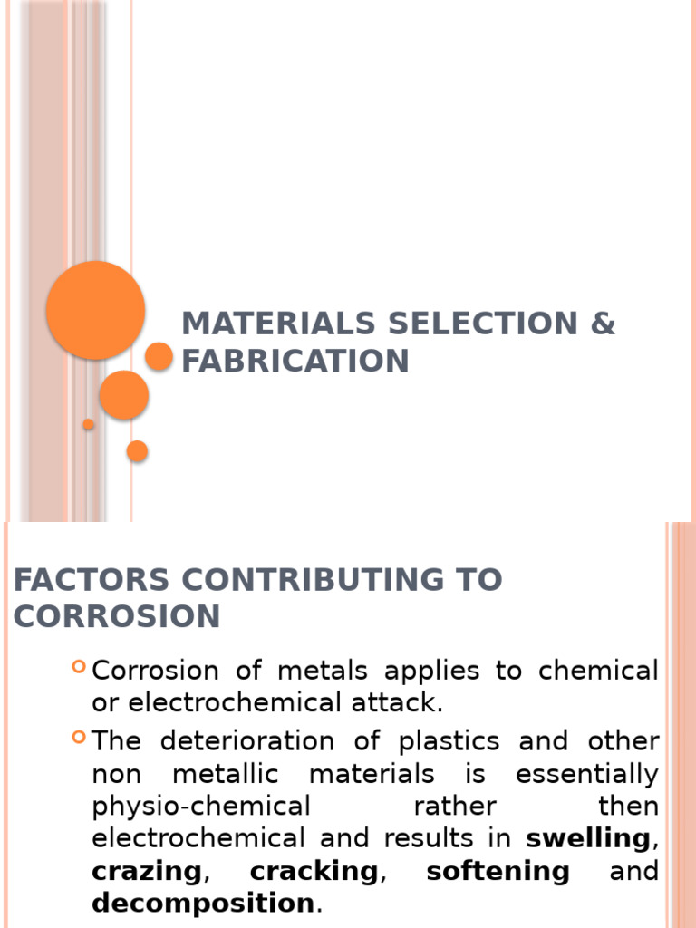 Materials & Fabrication Selection | PDF | Corrosion | Stainless Steel
