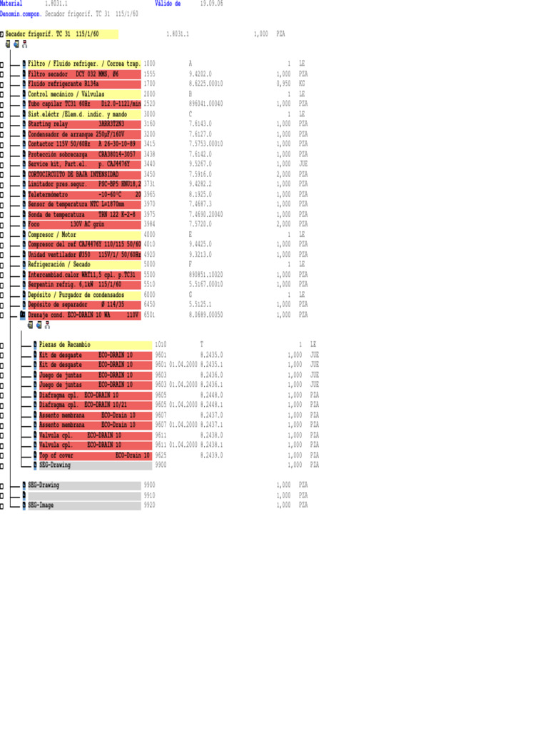 TC31 - LIST PARTS | PDF | Ingeniería Química | Termodinámica