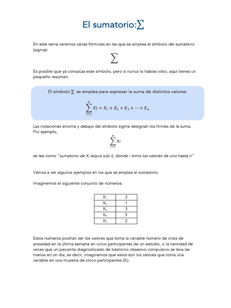 Sumatorio | PDF | Suma | Matemáticas