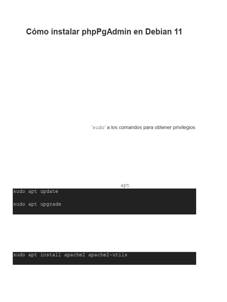 Cómo instalar phpPgAdmin en Debian 11 | PDF | Servidor HTTP Apache ...