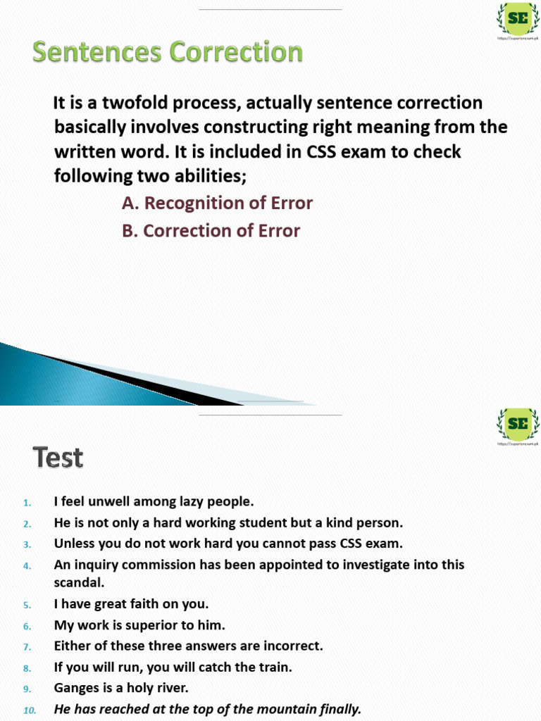 Sentence Correction For Competative Exms | PDF | Grammatical Number ...