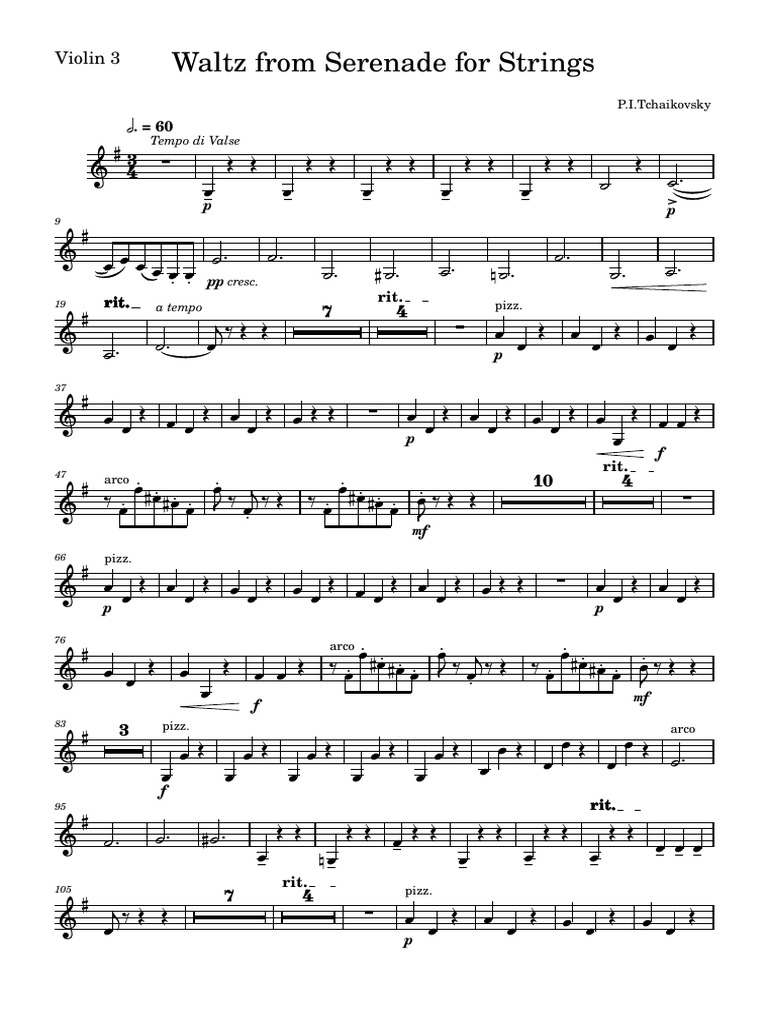 Waltz From Serenade For Strings-Vl 3 | PDF | Music Technology | String ...