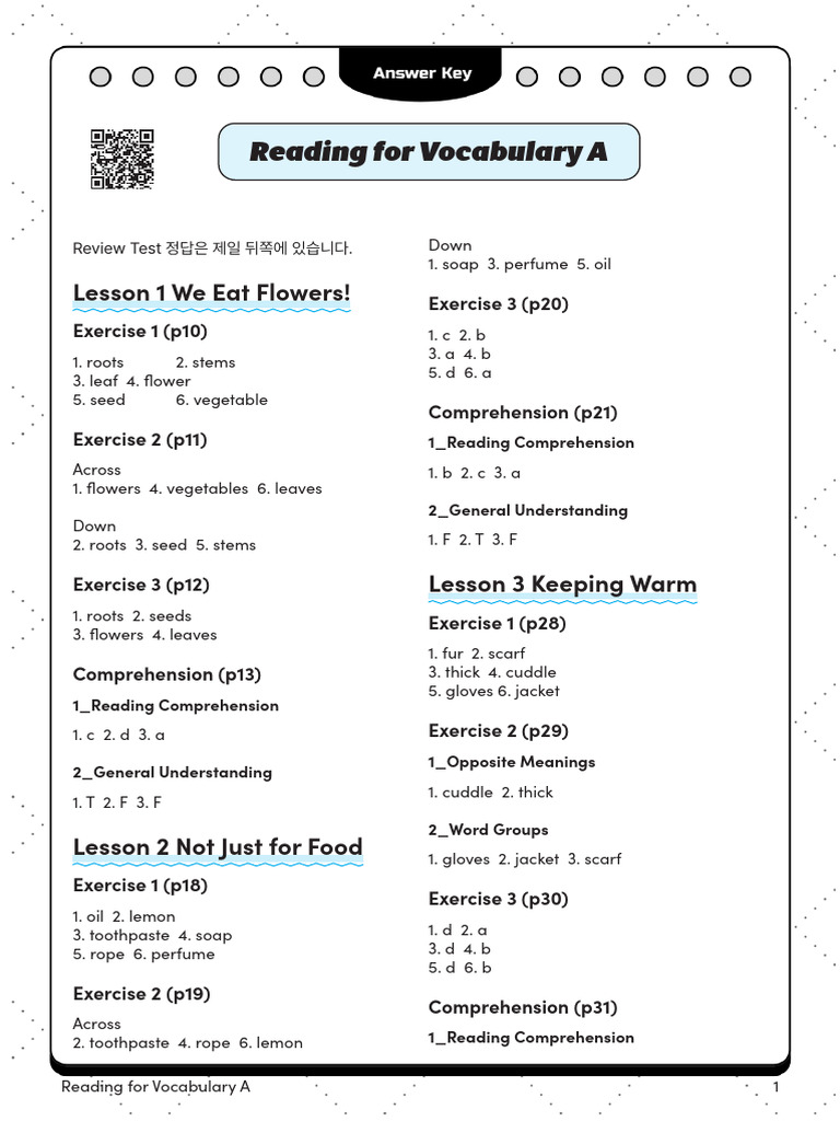 ReadingForVocabulary A AnswerKey | PDF | Trees | Plants
