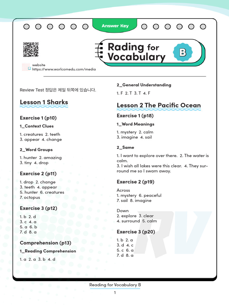 ReadingForVocabulary-B-AnswerKey | PDF | Plants | Trees