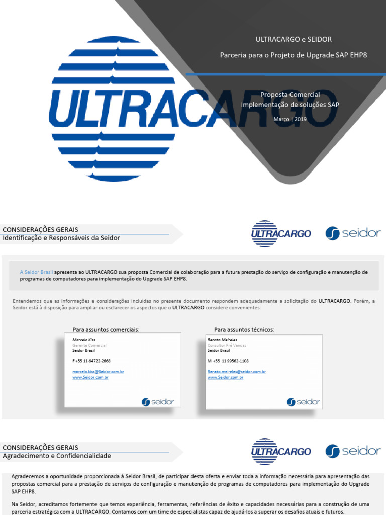 Seidor Proposta Comercial UpgradeEHP8 Ultracargo v06 200319 | PDF | Custo | Informática