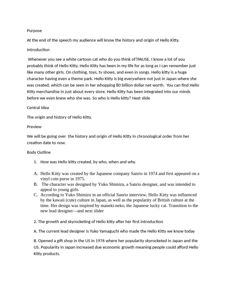 Hello Speech Outline | PDF