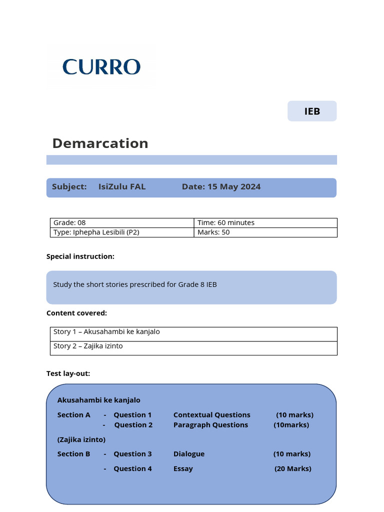 GR 8 IEB - Demarcations T2 Paper 2 | PDF