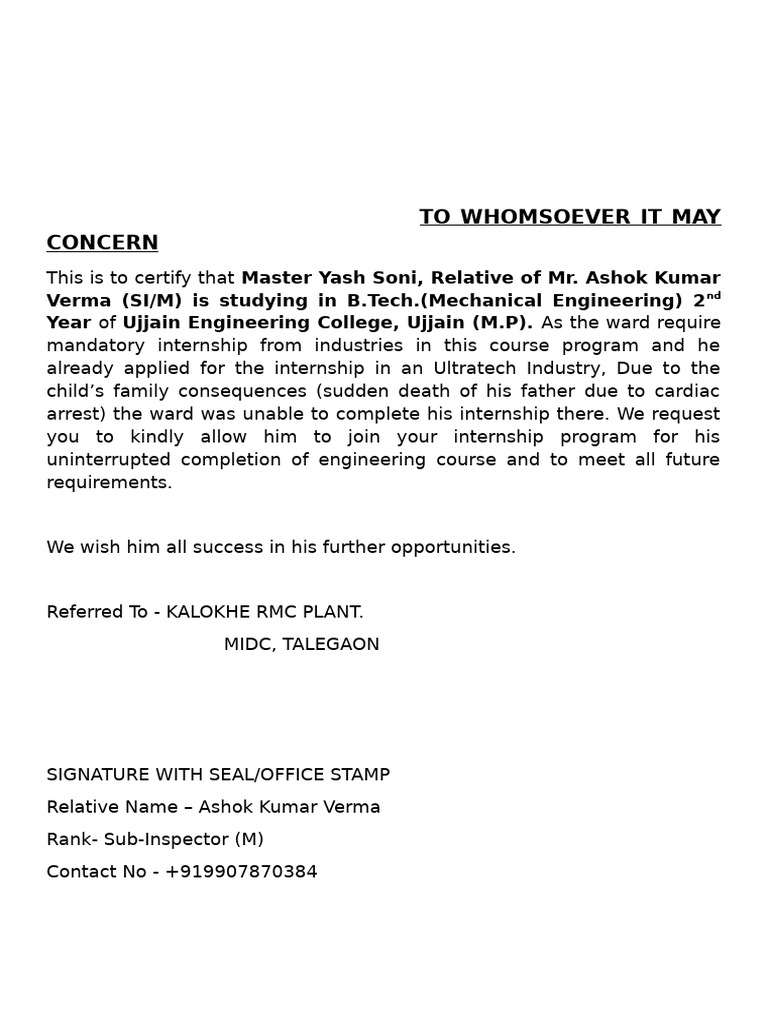 To Whomsoever It May Concern | PDF