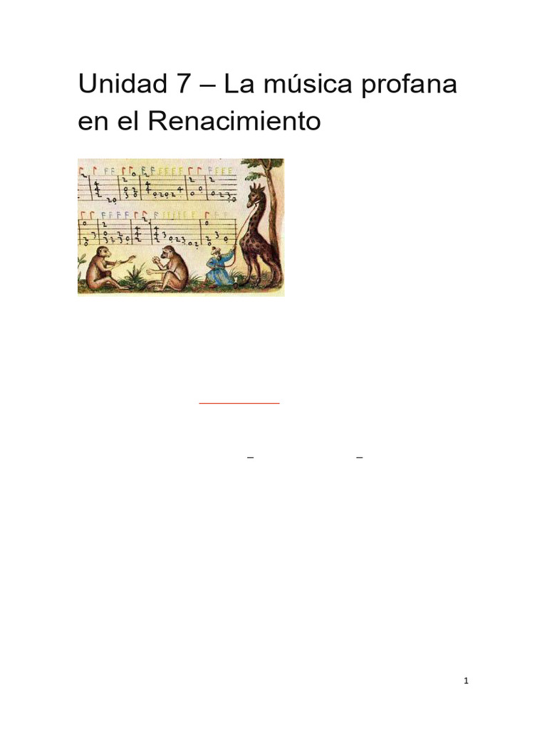 Unidad 7 - La Música Profana en El Renacimiento | PDF | Canciones | Renacimiento