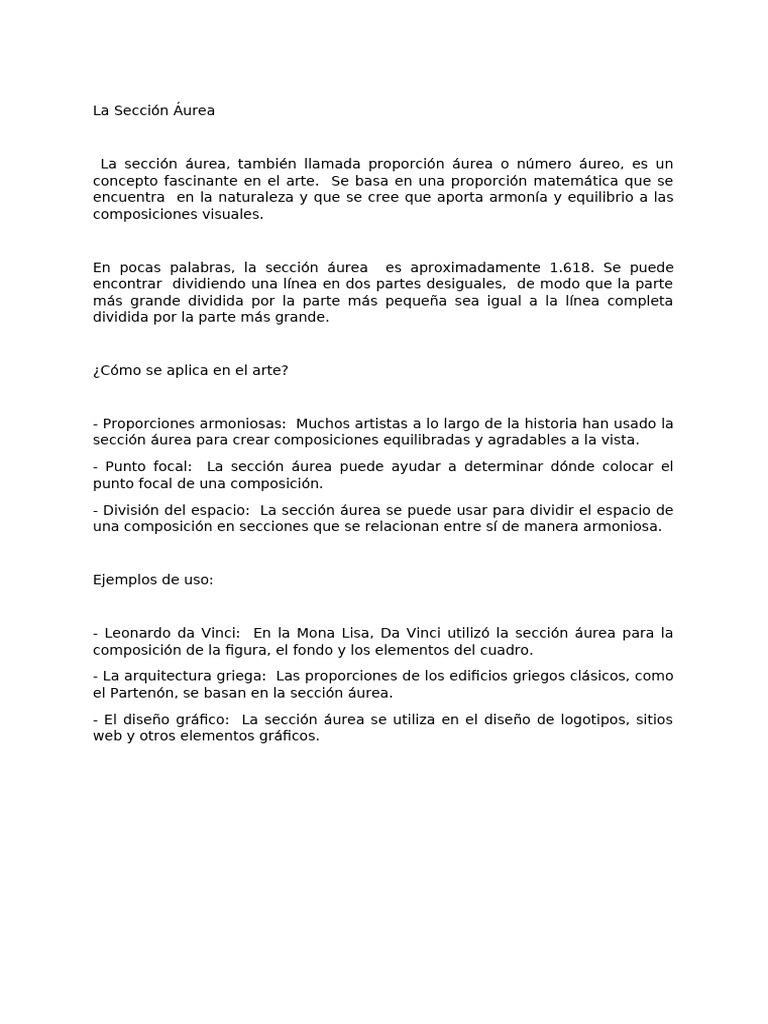 Aplicaciones de la Sección Áurea en el Arte | PDF