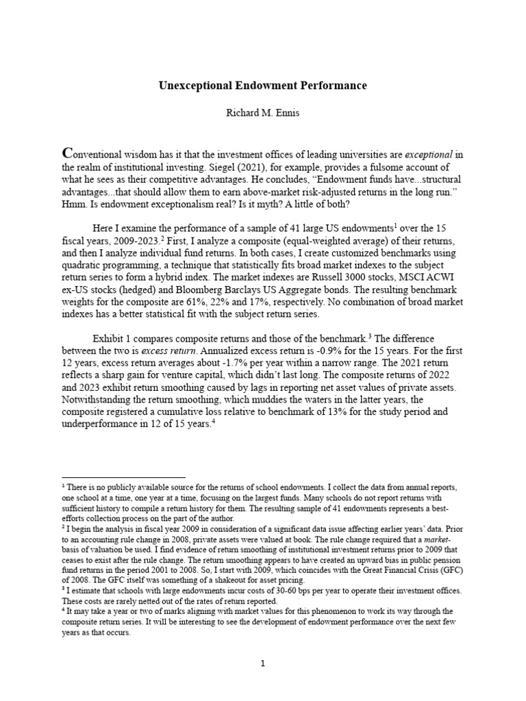 Endowment Performance Analysis 2009-2023 | PDF | Investment Management ...
