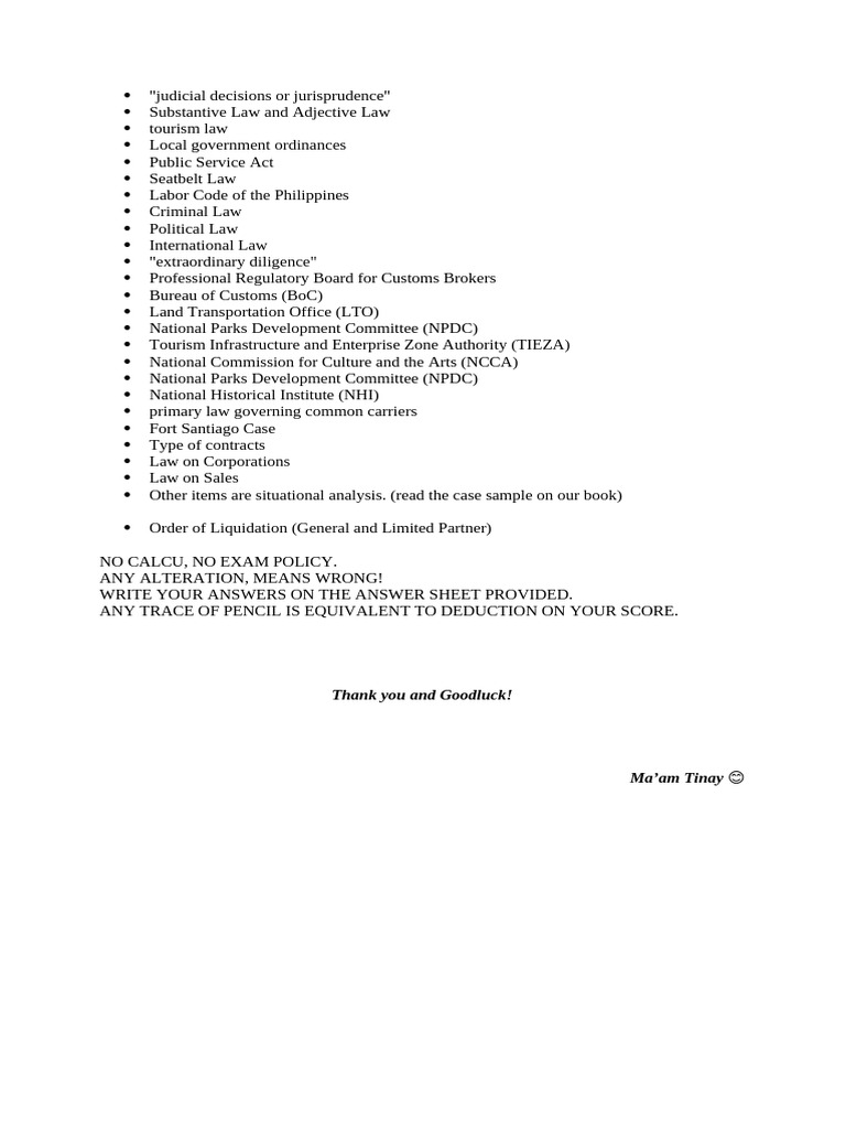 Pointers For Review IHM206 | PDF