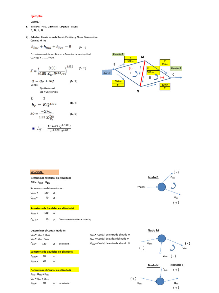 EJEM 07 Hardy Cross-CAUDALES | PDF | Flujo de control