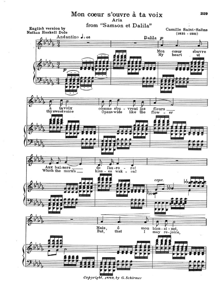 Saint-Saens Mon Coeur Souvre A Ta Voix Alt 1 | PDF