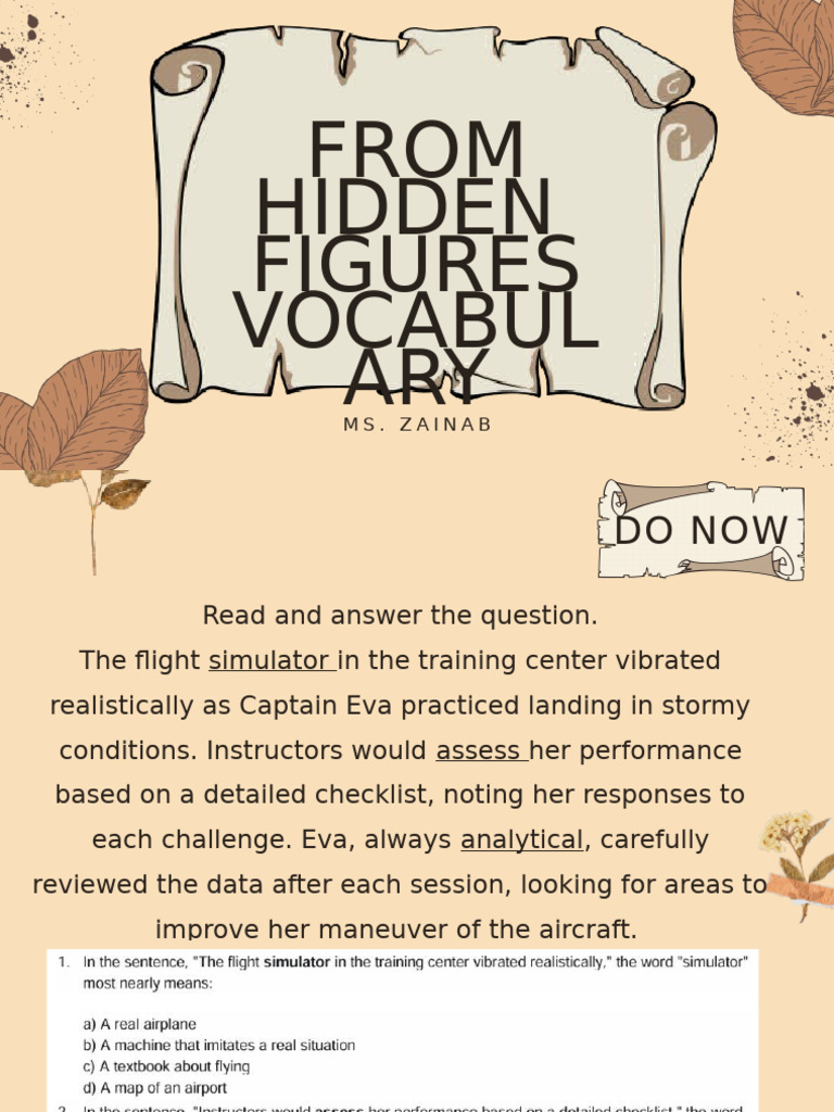 Vocabulary from Hidden Figures | PDF | Simulation | Cognition