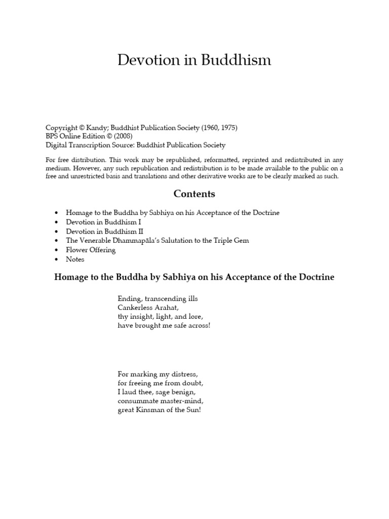 Devotion in Buddhism: Theree Essays | PDF | Noble Eightfold Path | Bhakti
