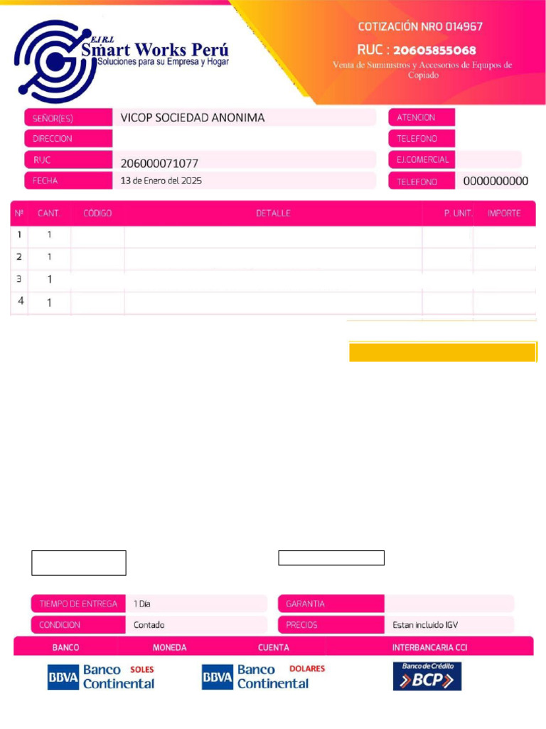 Proforma Toner Ricoh | PDF