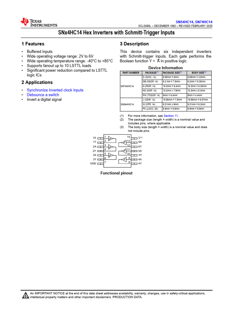 sn74hc14 Texas-Instruments | PDF | Computer Engineering | Electronic Circuits