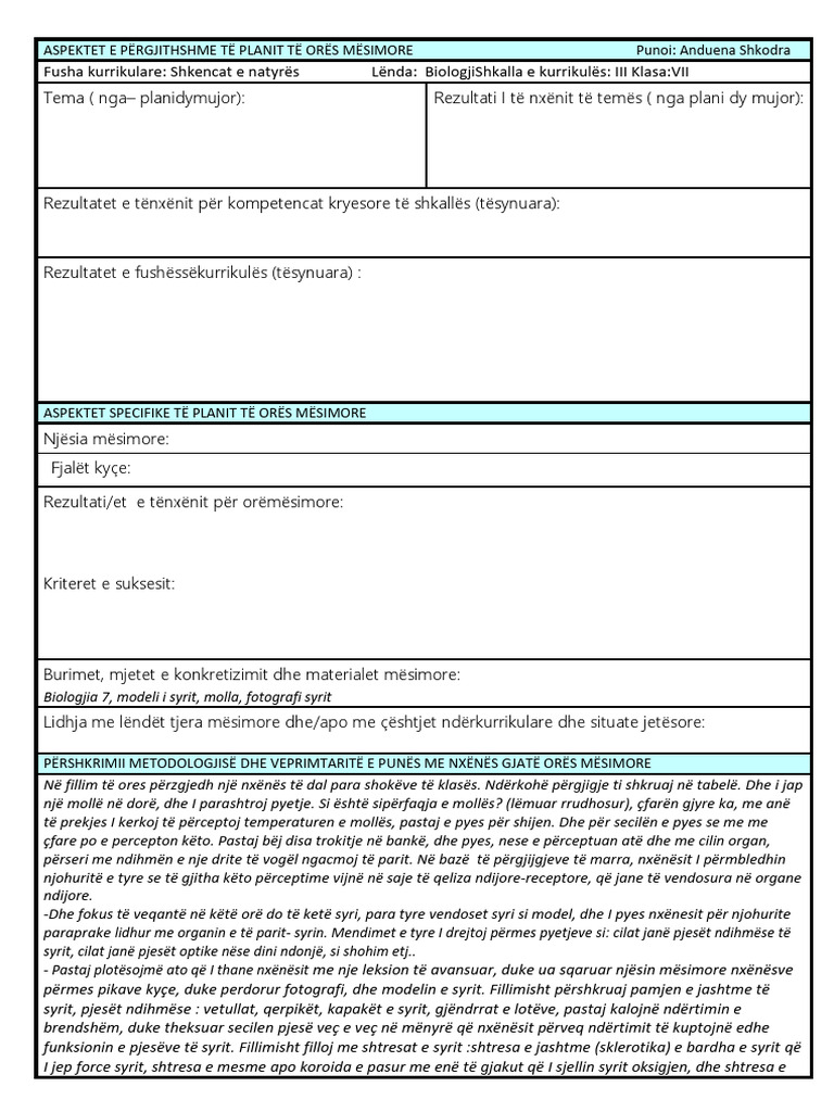 Plani Ditor-Syri | PDF