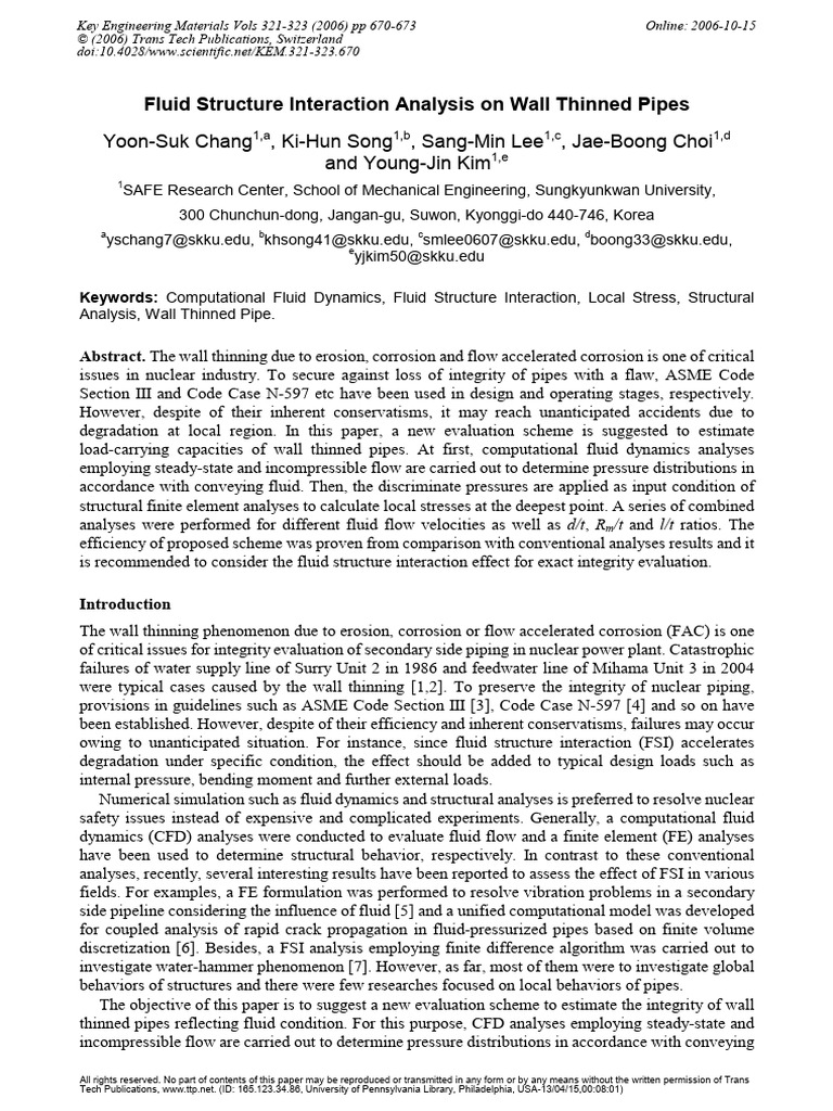 Fluid Structure Interaction Analysis on Wall Thinned Pipes | PDF | Strength Of Materials | Fluid ...