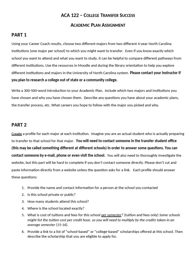 Academic Plan Instructions | PDF | Course Credit | Learning