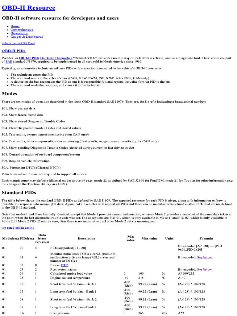 OBD-II PIDs OBD-II Resource | PDF