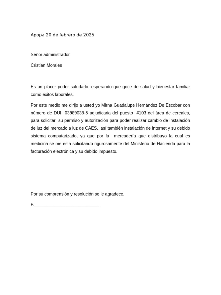 Carta Solicitud | PDF