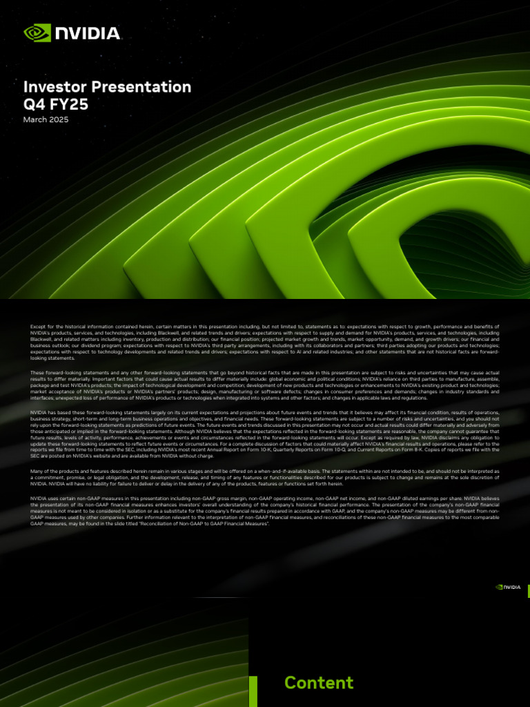 NVDA F4Q25 Quarterly Presentation FINAL | PDF | Graphics Processing Unit | Artificial Intelligence