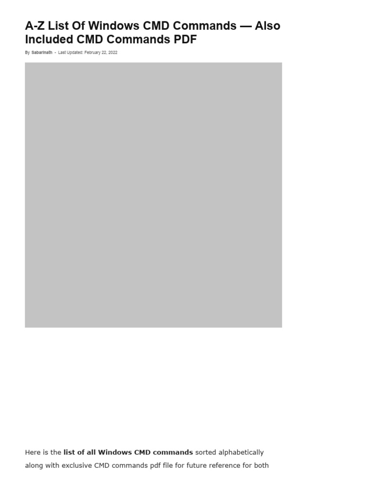 6.1 A-Z List of Windows CMD Commands - Also Included CMD Commands PDF | PDF | Computer File ...