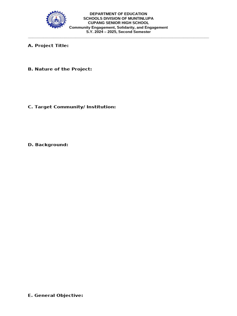 Community Engagement Project Proposal 2024 | PDF