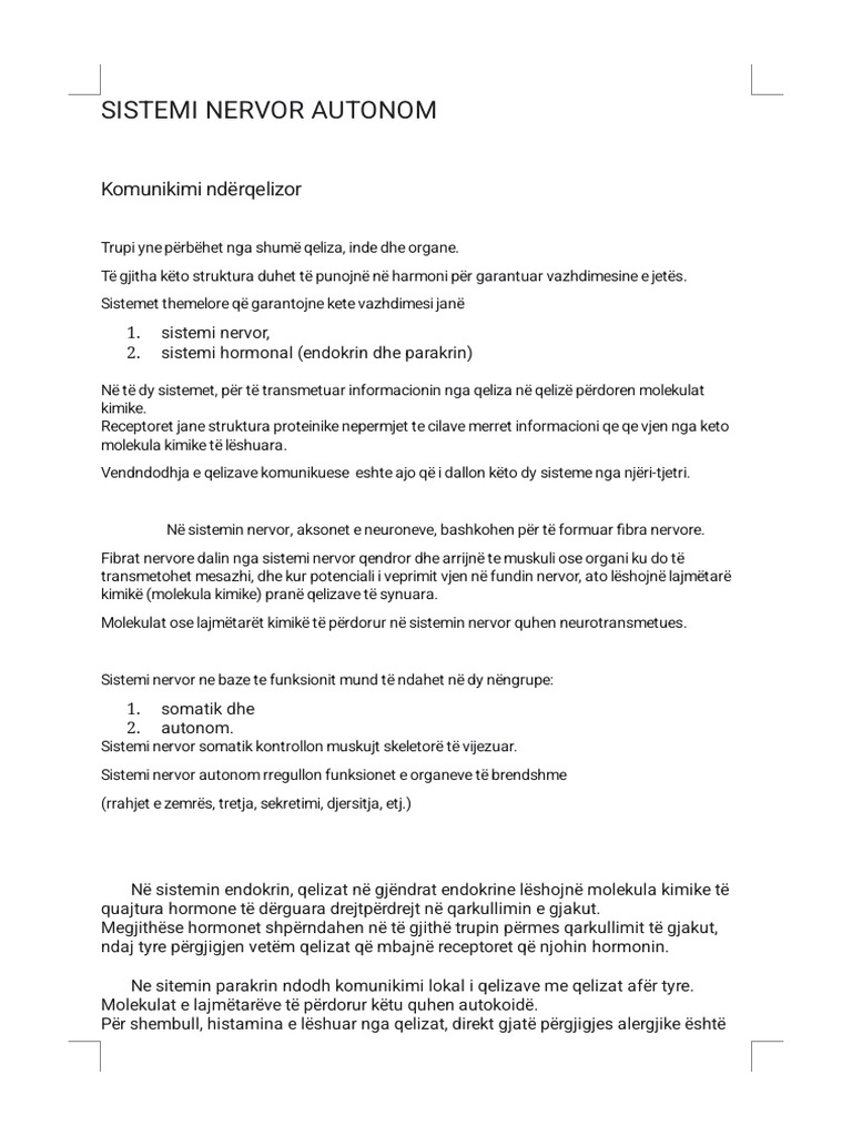 Tema 2 Sistemi Nervor Autonom (Adrenalina) | PDF