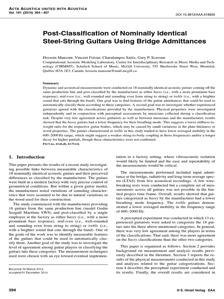 Post-classification_of Steel-String Guitars | PDF | Resonance | Guitars