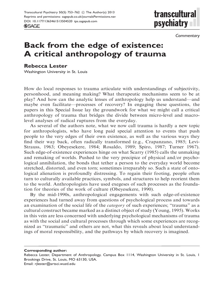 Lester Trauma 2013 | PDF | Psychological Trauma | Psychotherapy
