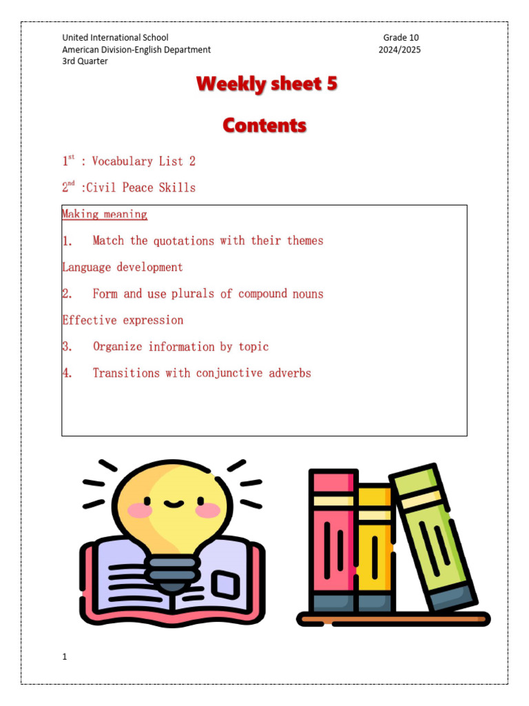Grade 10 English Vocabulary & Themes Guide | PDF