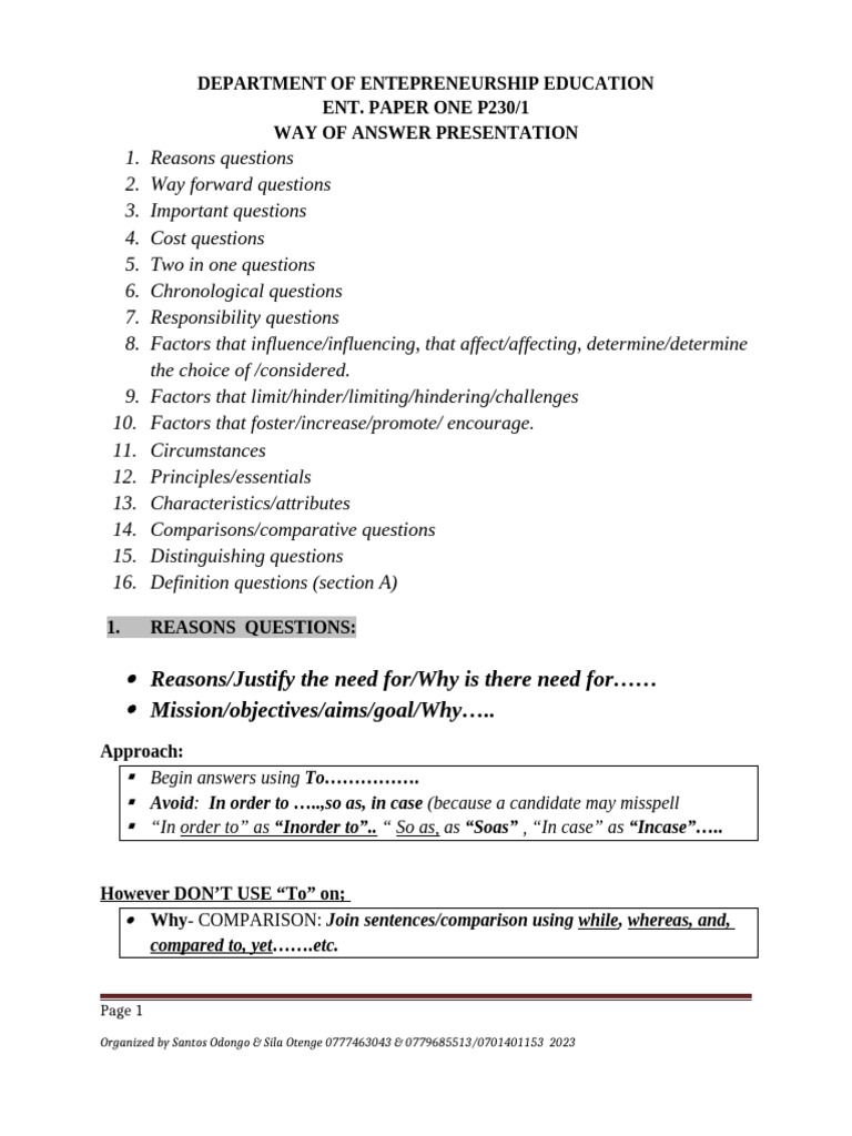 Ent. Paper One Question Approach 23 | PDF | Economies