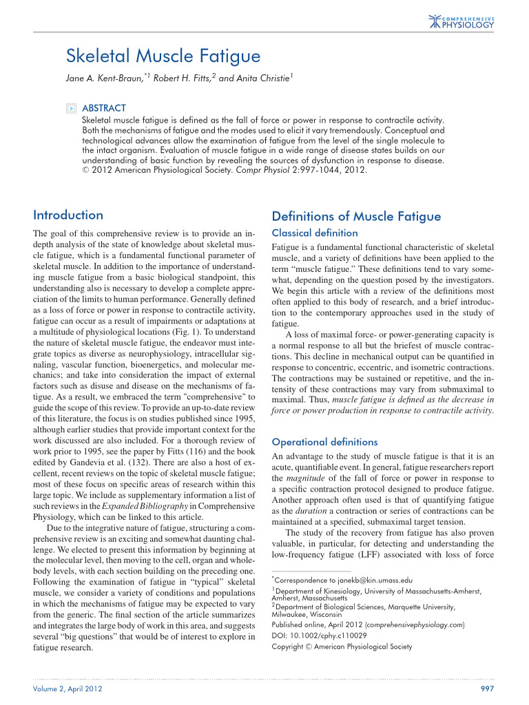 skeletal fatigue | PDF | Muscle Contraction | Action Potential