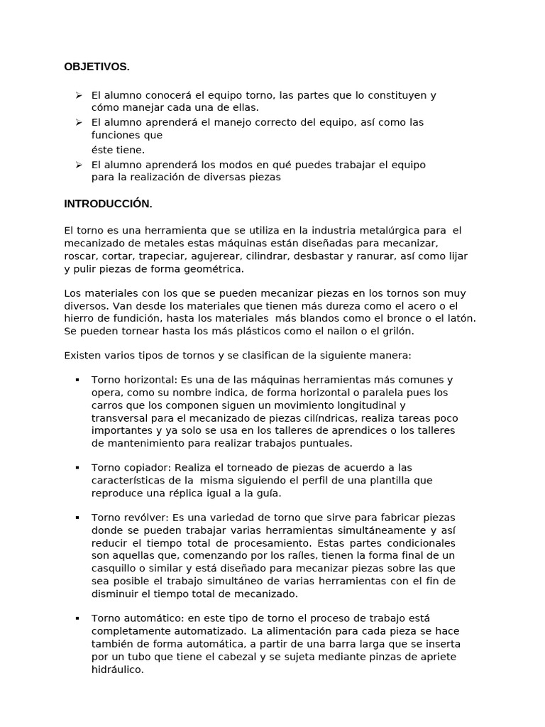 Practica Tor No | PDF | Metalurgia | Ingeniería mecánica