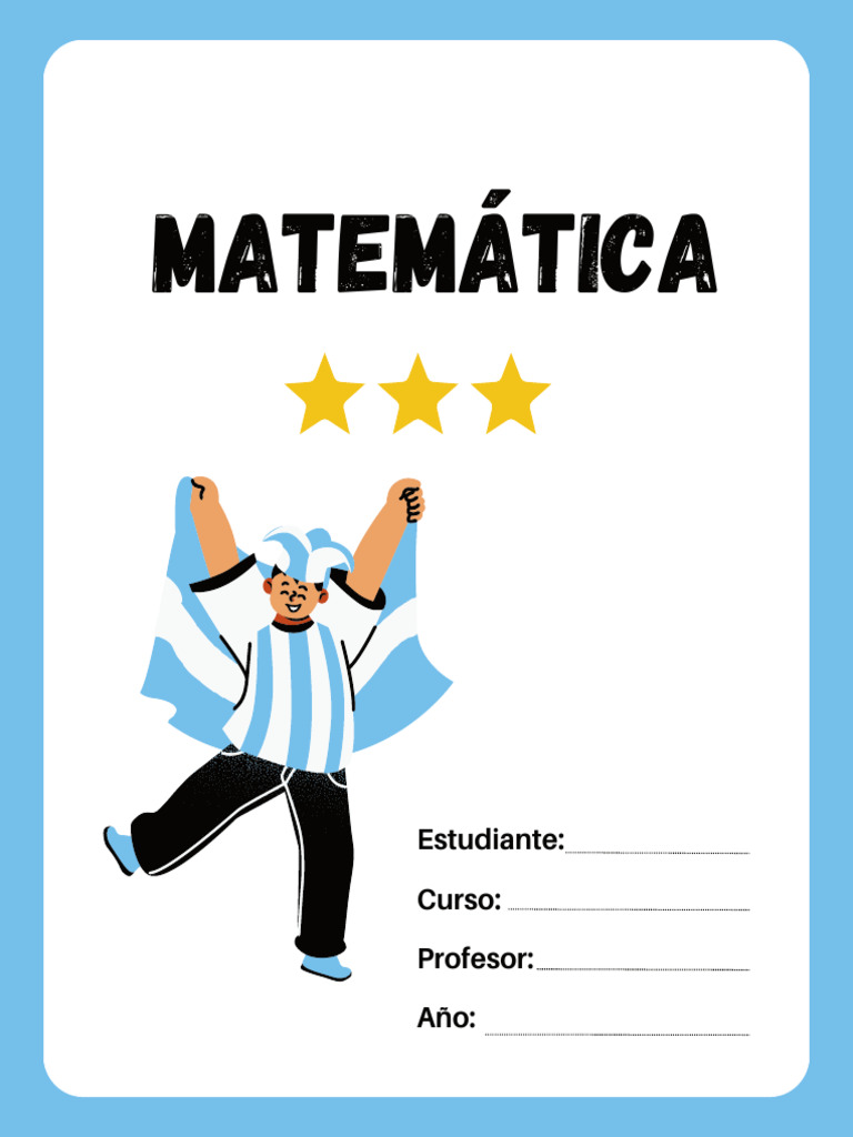 Documento A4 Portada Escolar Matemática Ilustrativa Celeste y Blanca ...