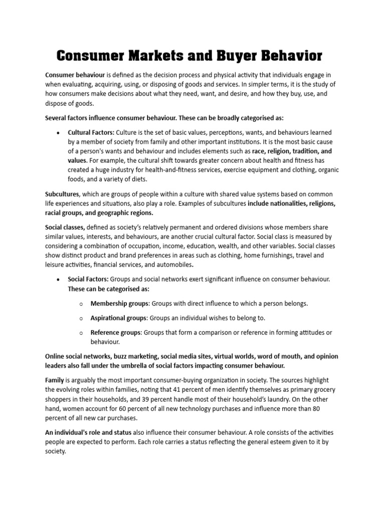 Understanding Consumer Behavior Factors | PDF | Behavior | Consumer ...