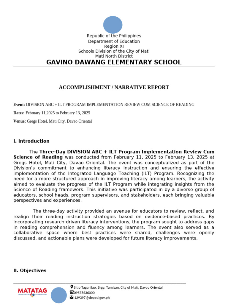 Accomplishment - Division ABC | PDF | Literacy | Communication