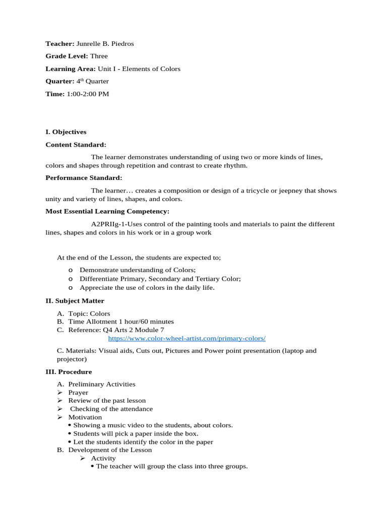 Understanding Colors for Grade 3 Art | PDF | Color | Graphic Design