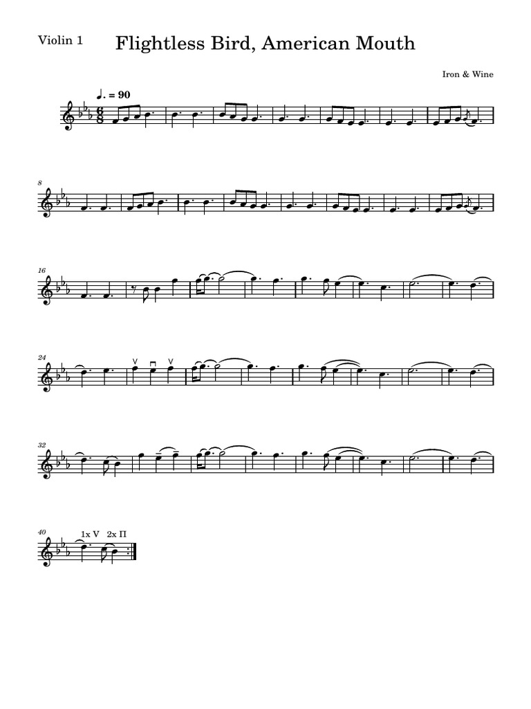 Flightless Bird Violin Sheet Music | PDF