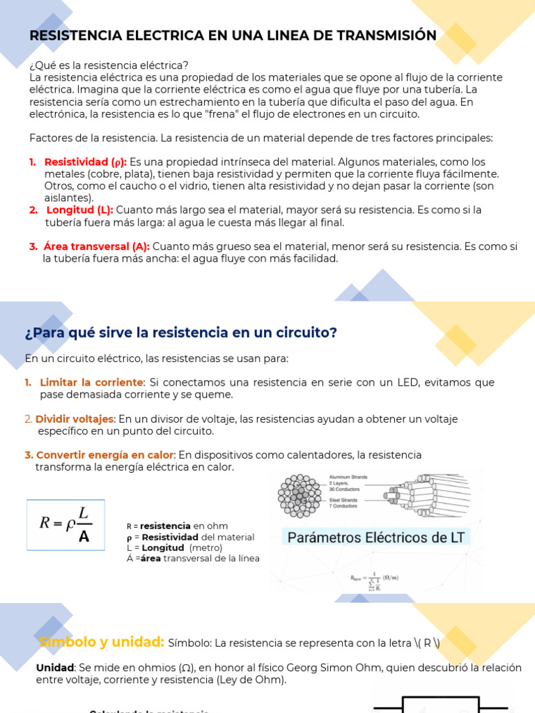 Resistencia Eléctrica en Transmisiones | PDF | Resistividad Eléctrica y ...