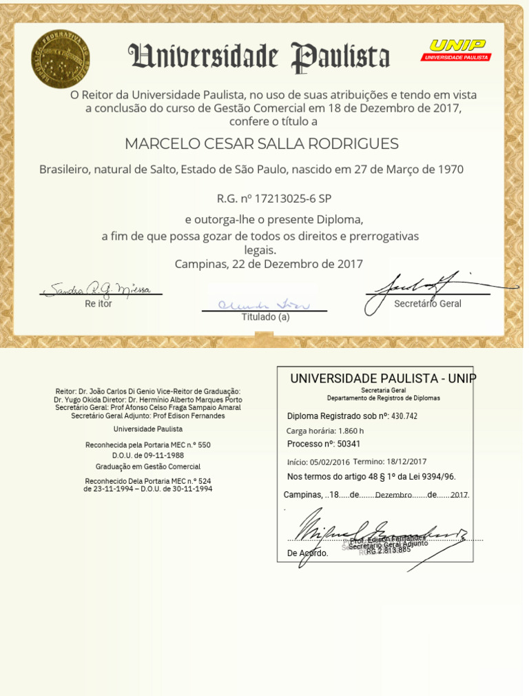 637707682-Diploma-Unip- (2) (1) (1) (1).pdf | PDF | Brasil