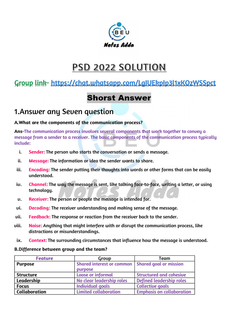 PSD 2022 PYQ Sollution | PDF