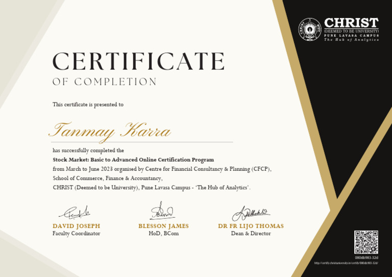Stock Market Certification Completion | PDF