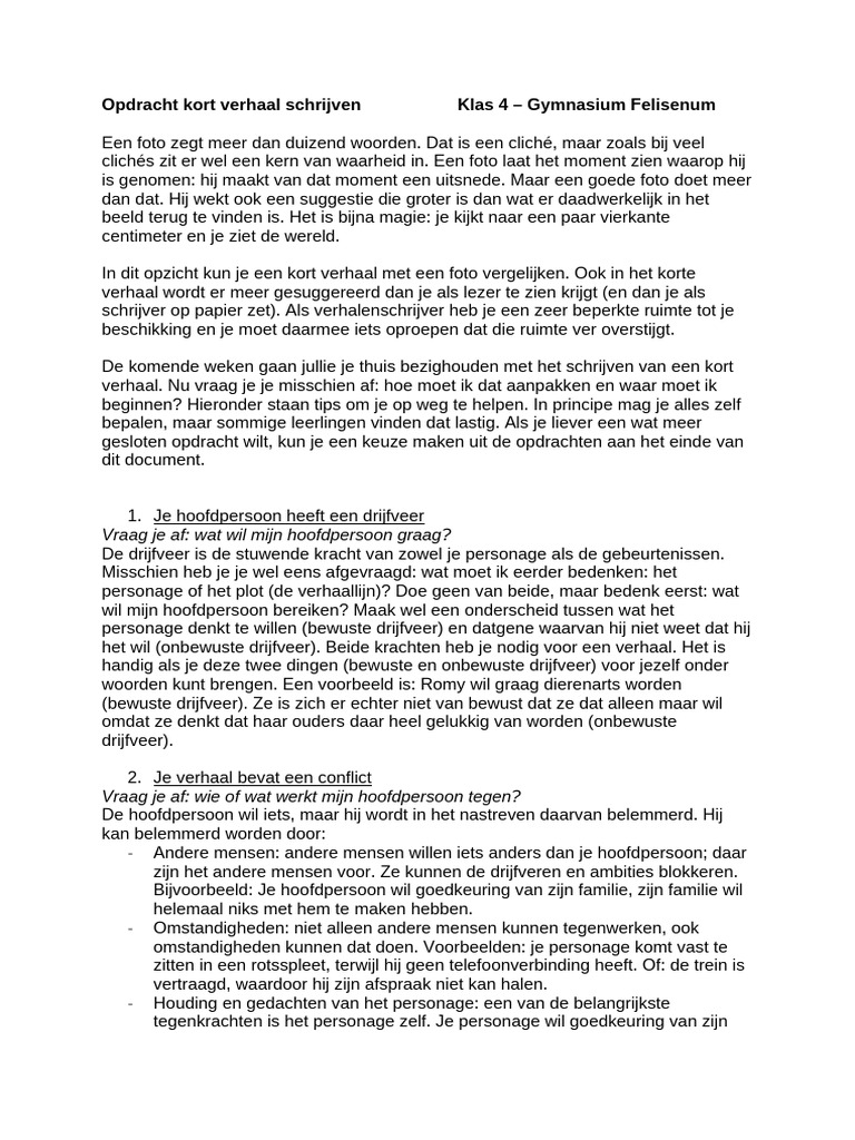 Opdracht Creatief Schrijven P1 | PDF