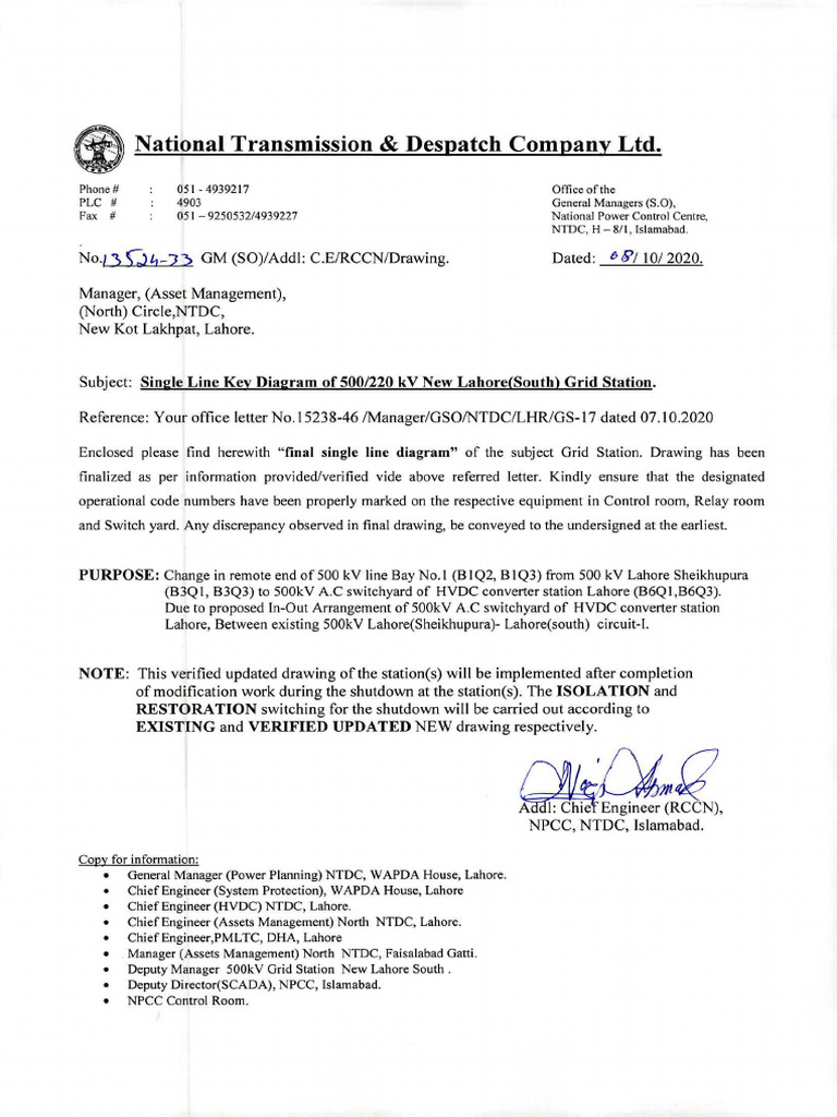 Final SLD of 500-220 KV New Lahore South | PDF | Electric Power ...