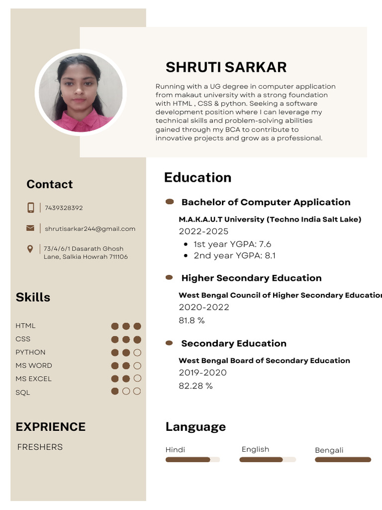SHRUTI SARKAR RESUME | PDF